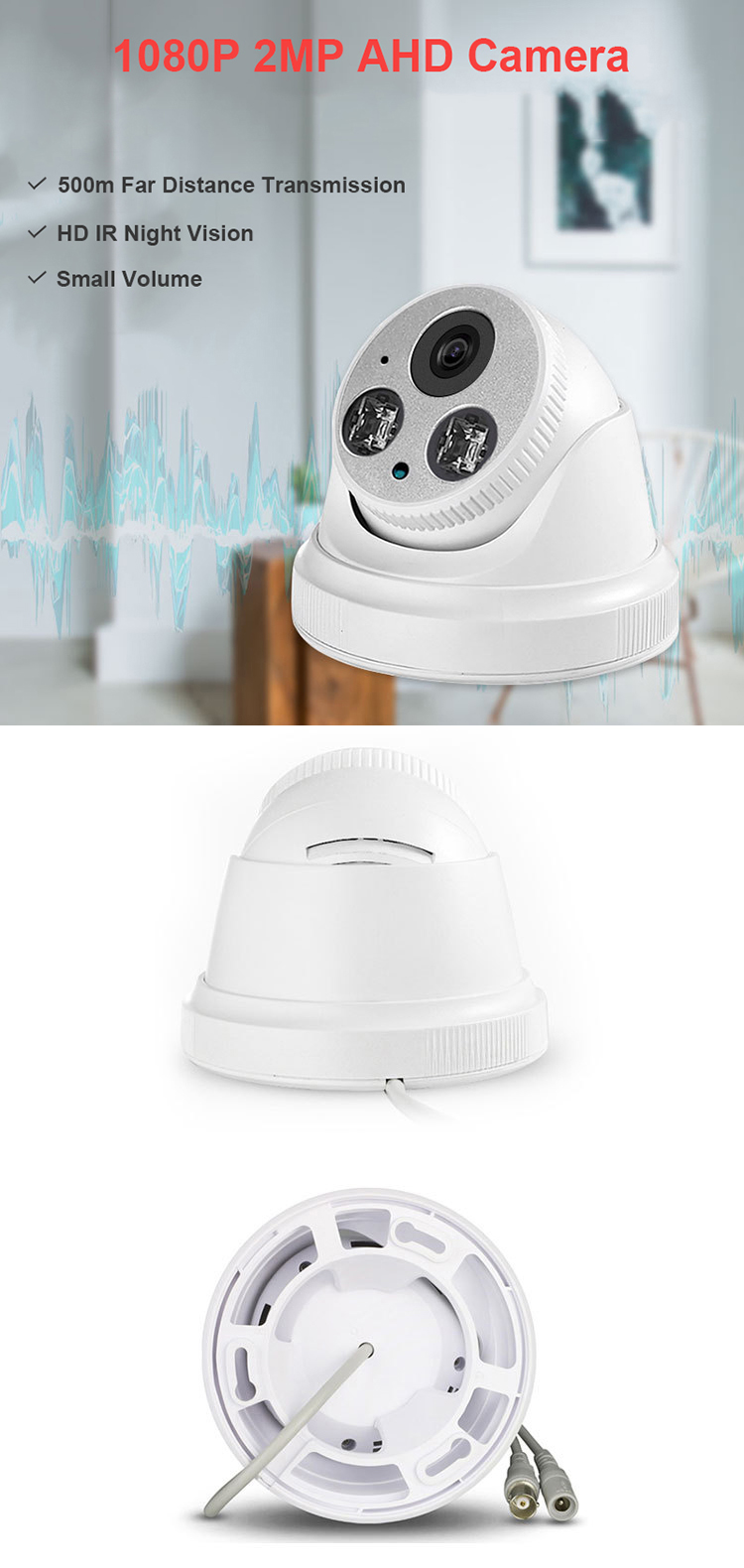 2MP 1080P AHD Coaxial Indoor Dome CCTV Surveillance Security Analogue ...